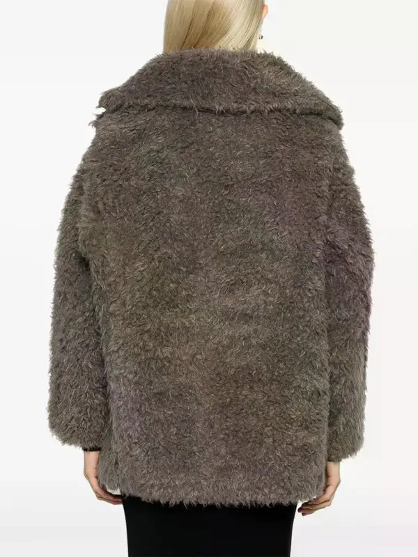 BLANCA VITA Faux-shearling Double-breasted Coat - Grey