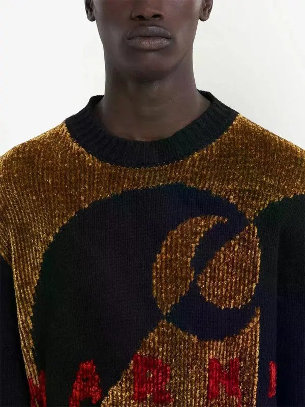 Marni Velvet-effect Logo Knit Jumper