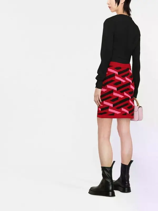 Versace Geometric Intarsia Knitted Skirt