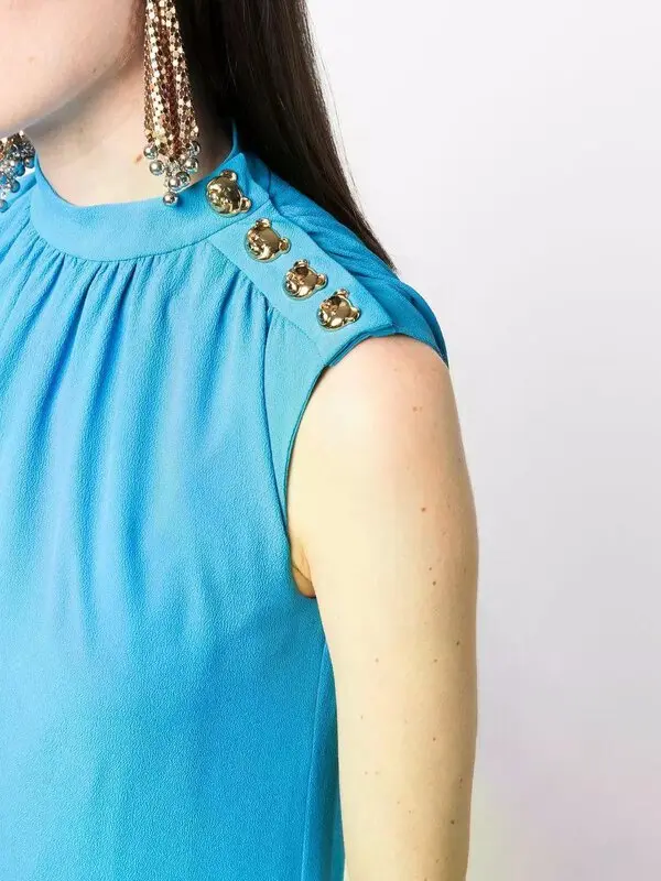 Moschino Silk Blend High Neck Ruched Dress