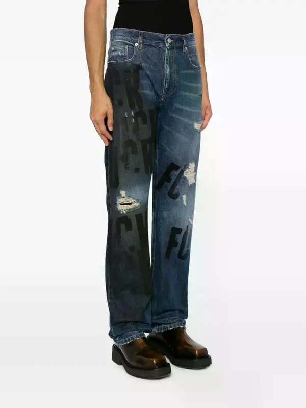 1017 Alyx 9sm Distressed Graphic Print Straight Leg Jeans