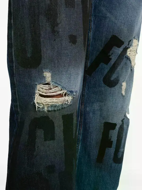 1017 Alyx 9sm Distressed Graphic Print Straight Leg Jeans