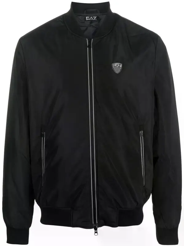 EA7 Logo Patch Bomber Jacket - Black