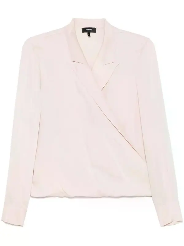 Theory Wrap Blouse With Peak Lapel - Pink