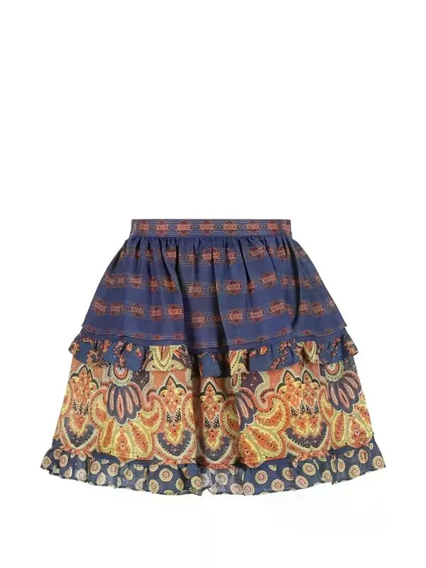 Valentino Garavani Mini Voyage Imaginaire Linen Skirt - Blue
