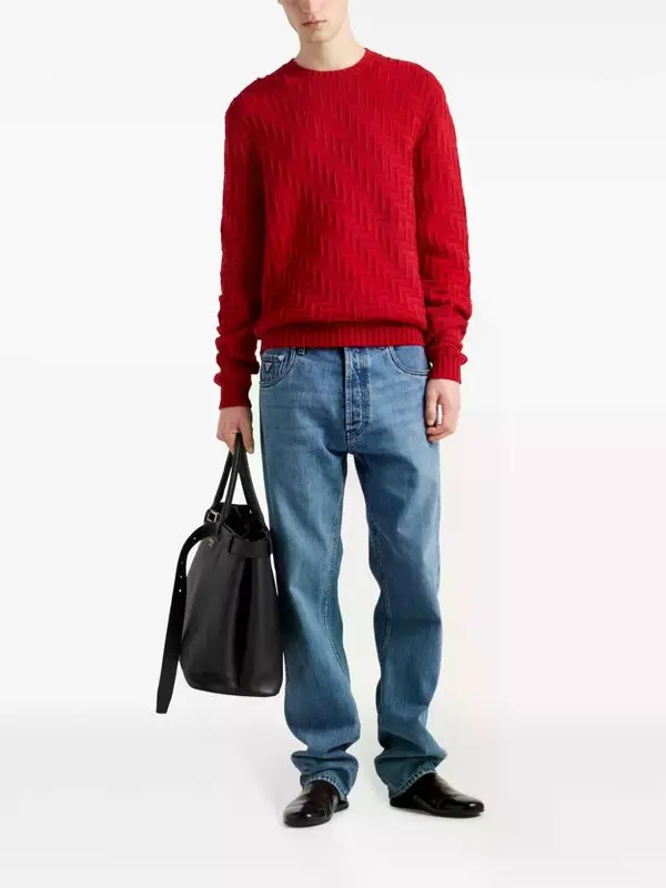 Prada Crew Neck Wool-cashmere Blend Sweater
