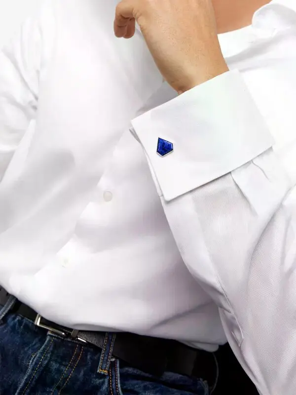 Mateo Sterling Pentagon Lapis Lazuli Cufflinks
