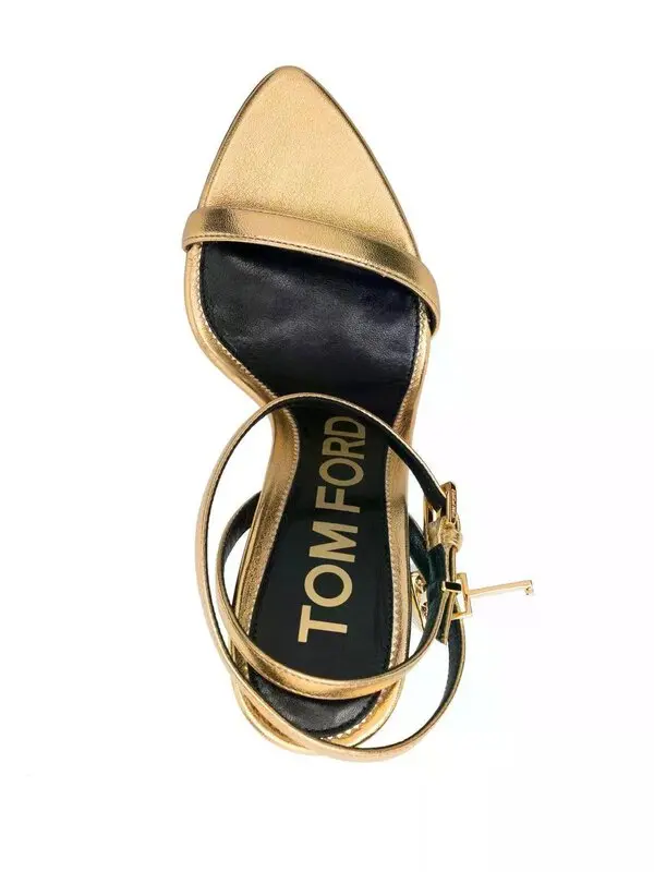 TOM FORD Metallic Padlock Stiletto Sandals