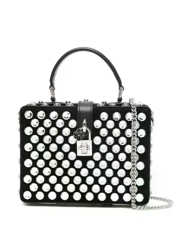 Dolce & Gabbana Rhinestone Embellished Hard Box Bag - Black