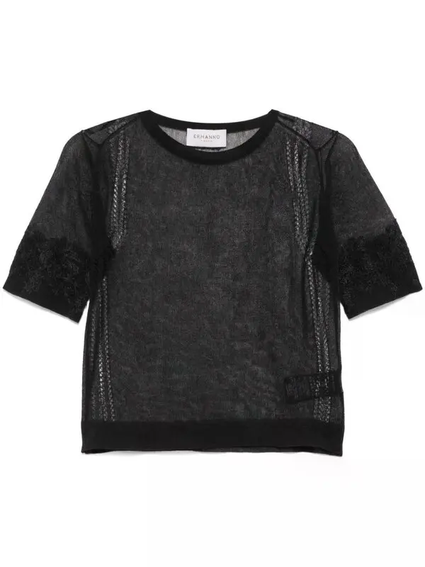 ERMANNO FIRENZE Sheer T-shirt - Black