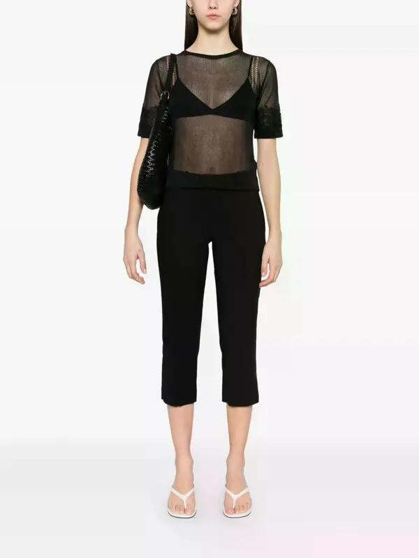 ERMANNO FIRENZE Sheer Crew Neck T-shirt With Short Sleeves
