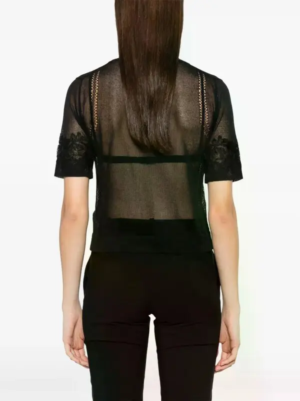 ERMANNO FIRENZE Sheer Crew Neck T-shirt With Short Sleeves