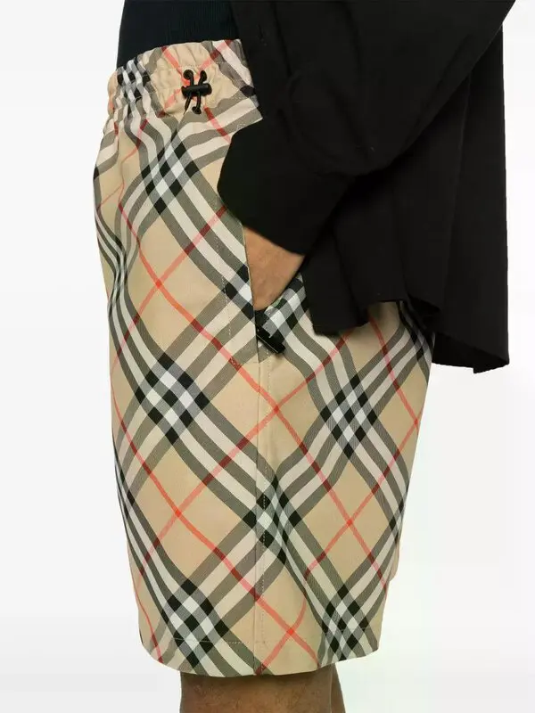 Burberry Check Relaxed Fit Drawcord Shorts - Neutrals