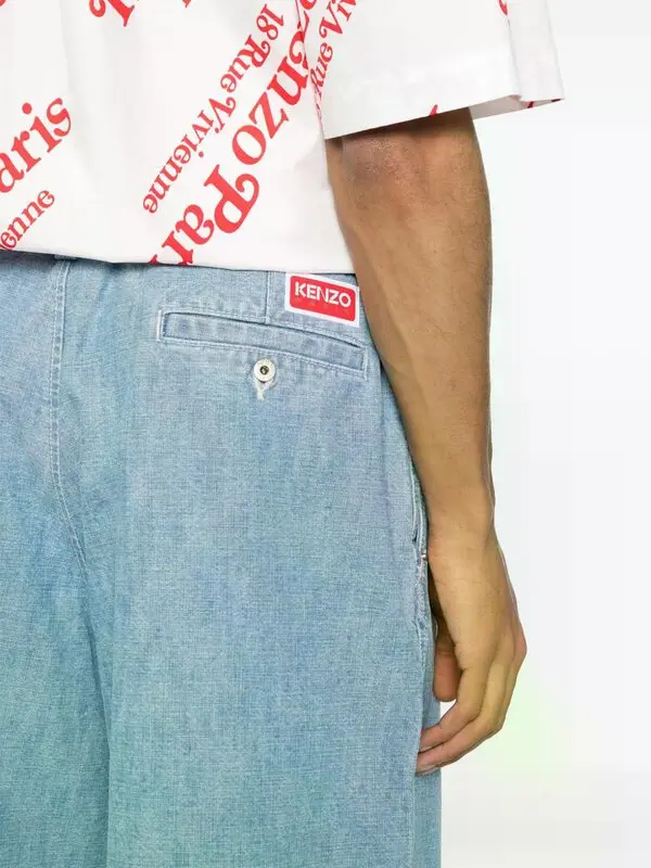 Kenzo Pleated Detail Denim Shorts