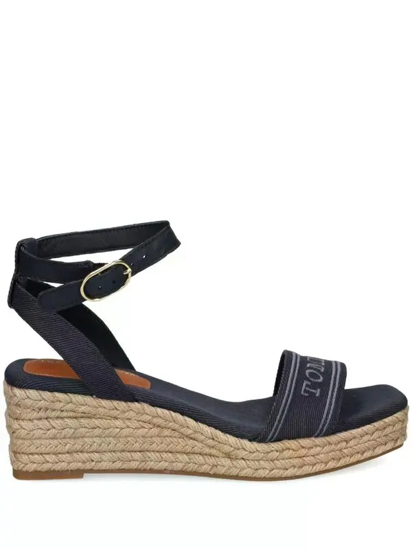 Tommy Hilfiger Wedge-heeled Espadrilles With Buckle Fastening - Blue