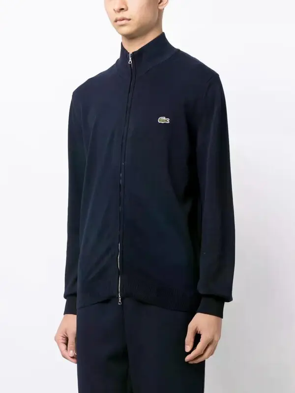 Lacoste Crocodile Logo Patch Zip-up Cardigan - Blue