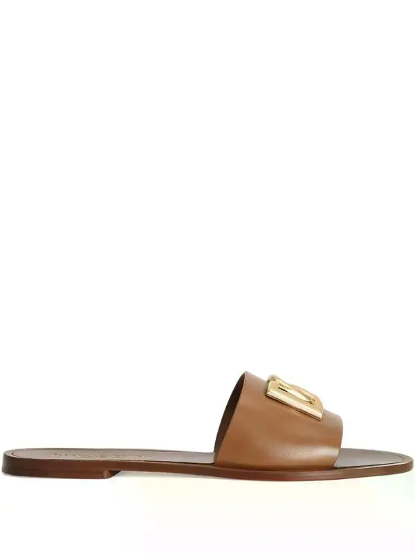 Dolce & Gabbana Calfskin Leather Dg Logo Slides
