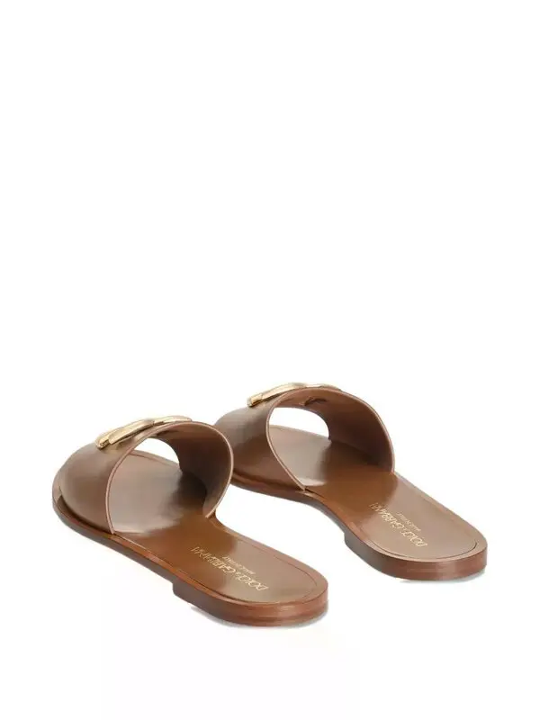 Dolce & Gabbana Calfskin Leather Dg Logo Slides