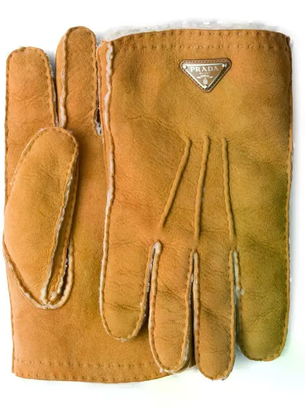 Prada Suede Gloves With Shearling Lining - Brown