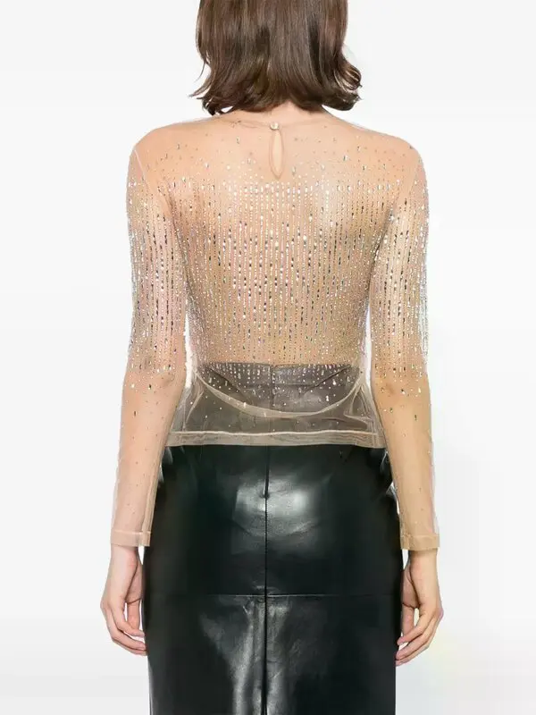 Ermanno Scervino Embellished Sheer Long-sleeved Top - Neutrals
