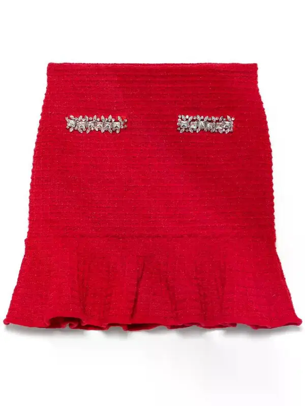 SELF-PORTRAIT Grid-knit Mini Skirt
