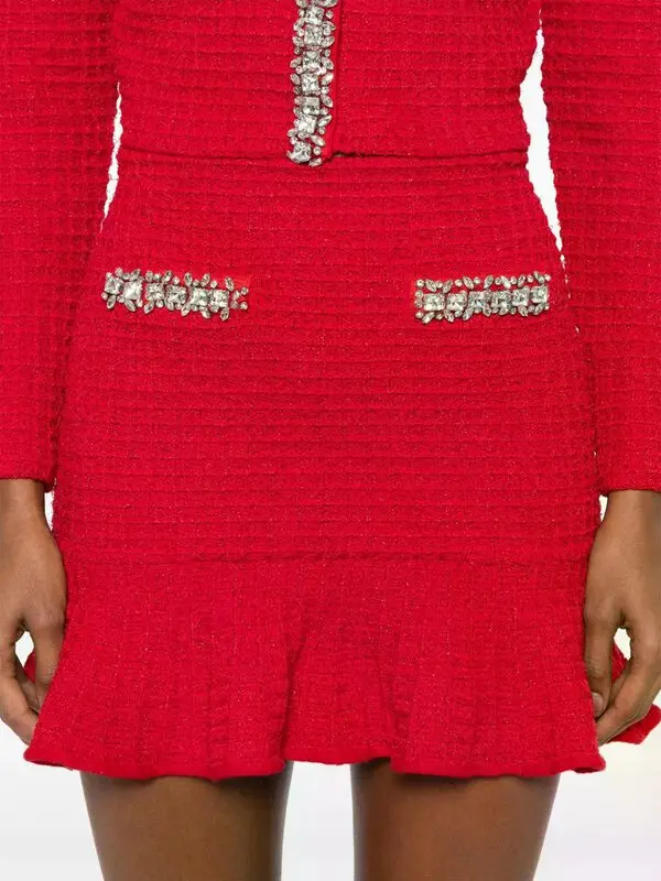 SELF-PORTRAIT Grid-knit Mini Skirt