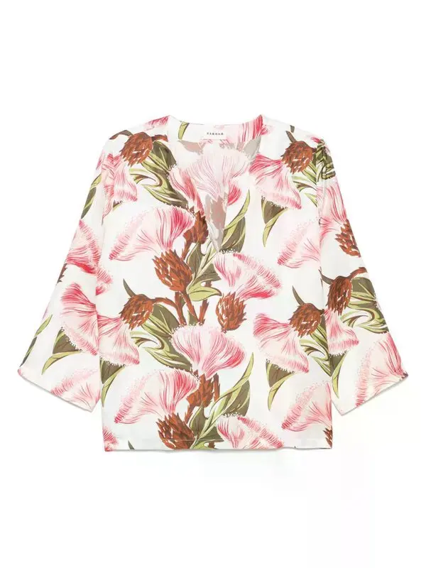 P.a.r.o.s.h Floral Print Blouse With Side Slits