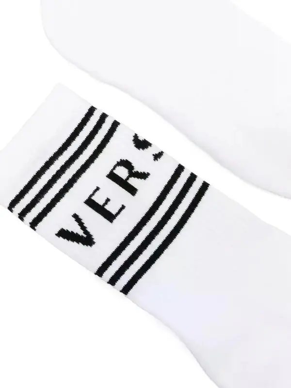 Versace Ribbed Logo Ankle Socks - White