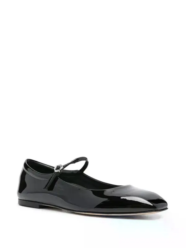 AeydĒ Uma Patent Leather Ballerina Shoes With Buckle Fastening - Black