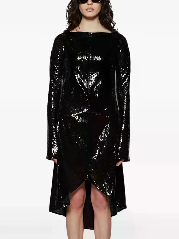 COURREGES Sequined Asymmetric Midi Dress