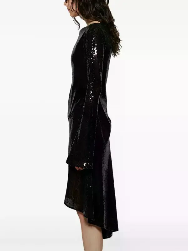 COURREGES Sequined Asymmetric Midi Dress