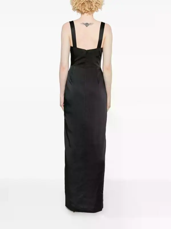 Marchesa Satin Bustier Gown With Side Slit