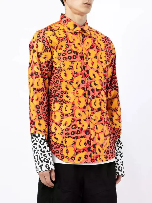 Comme Des Garçons X Filip Pagowski Print Cut-out Cuff Shirt