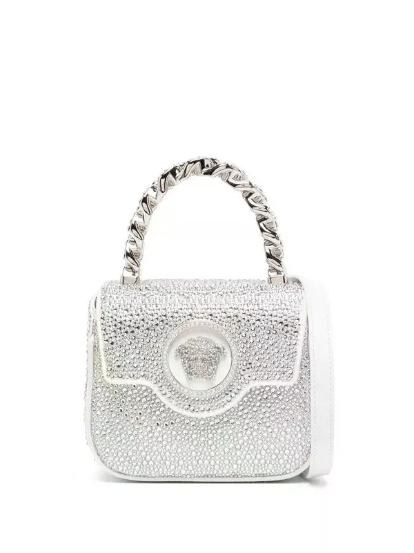 Versace La Medusa Crystal-embellished Mini Bag - Silver