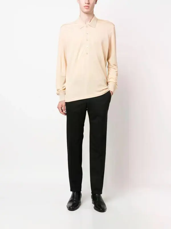 TOM FORD Piqué Long-sleeve Polo Shirt
