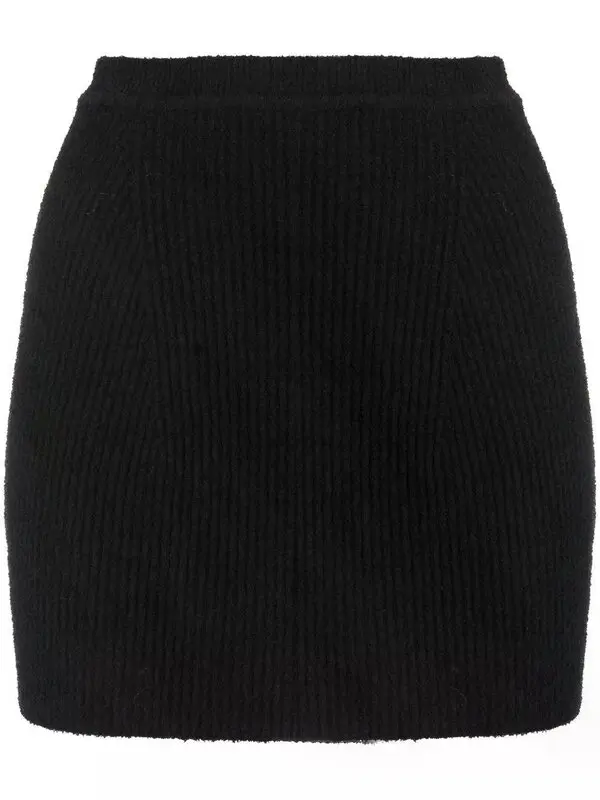 Wardrobe.NYC Ribbed-knit Mini Skirt - Black