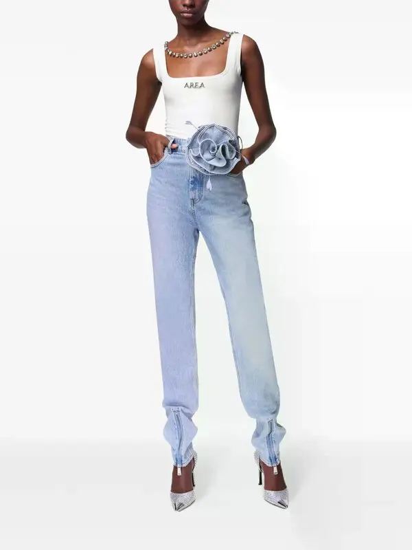 AREA Flower Corsage Ankle-zip Jeans