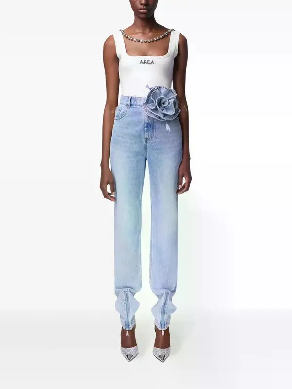 AREA Flower Corsage Ankle-zip Jeans