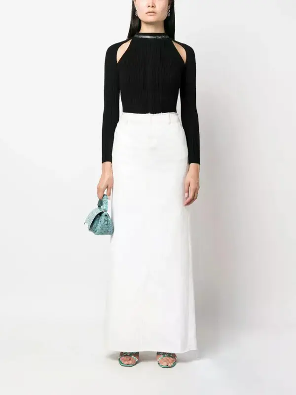 Gcds Rhinestone Embellished Ribbed Knit Top