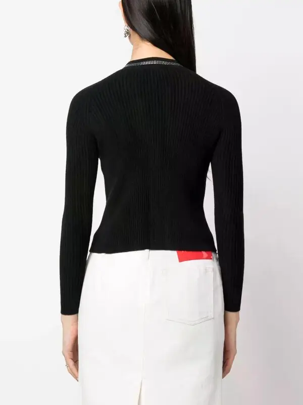Gcds Rhinestone Embellished Ribbed Knit Top