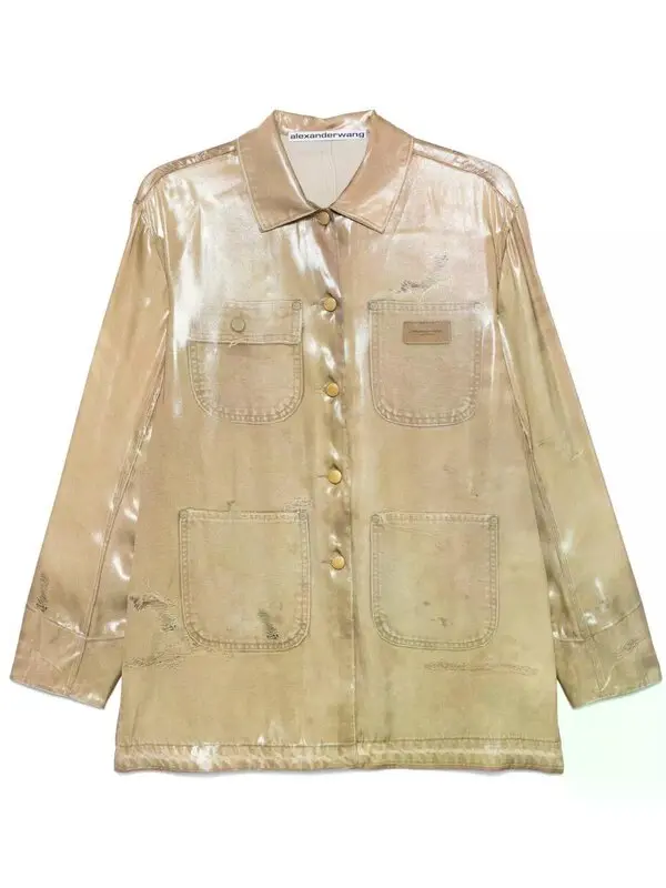 Alexander Wang Trompe L'oeil-print High-shine Shirt - Neutrals