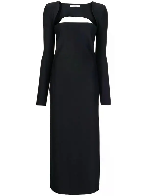 Rokh Square-neck Long-sleeve Midi Dress