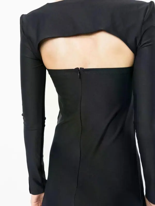 Rokh Square-neck Long-sleeve Midi Dress