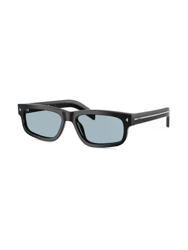 Prada Logo Plaque Rectangle Sunglasses - Black