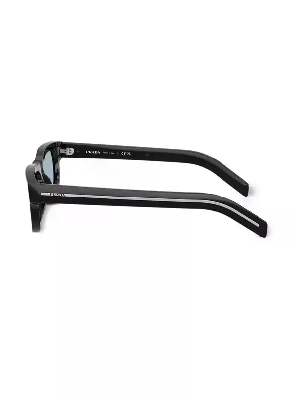 Prada Logo Plaque Rectangle Sunglasses - Black
