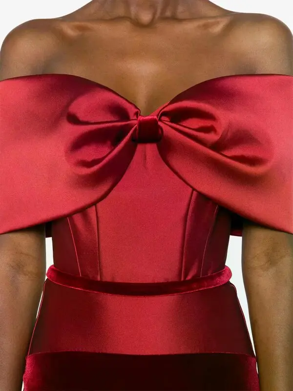 CRISTALLINI Off-the-shoulder Gown With Oversized Bow Detail