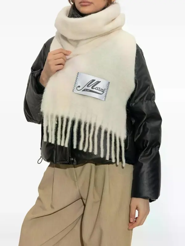 Marni Logo-patch Scarf - White
