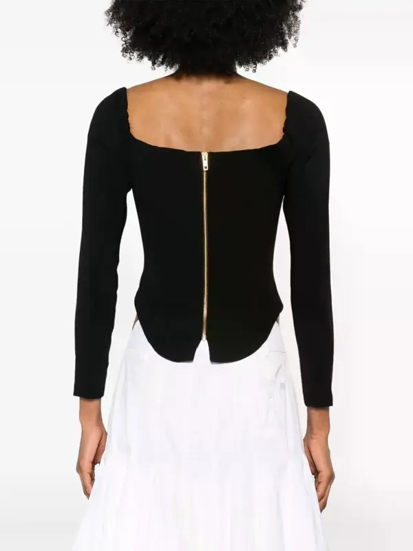 MOOS STUDIO Off-shoulder Top With Exposed Rear Zip