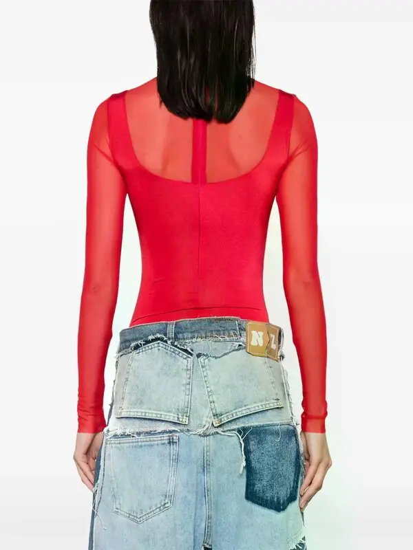 ATU BODY COUTURE Semi-sheer High Neck Bodysuit - Red