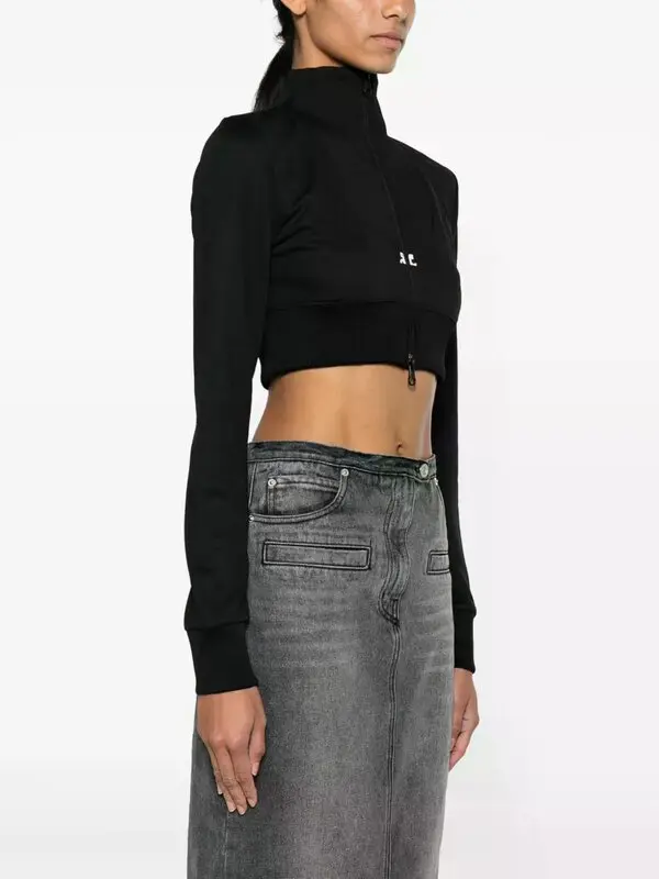 COURREGES Logo-embroidered Cropped Zip-up Jacket